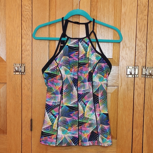 Profile By Gottex | Tops | Profile Sport Colorful Neon Geometric Caged ...